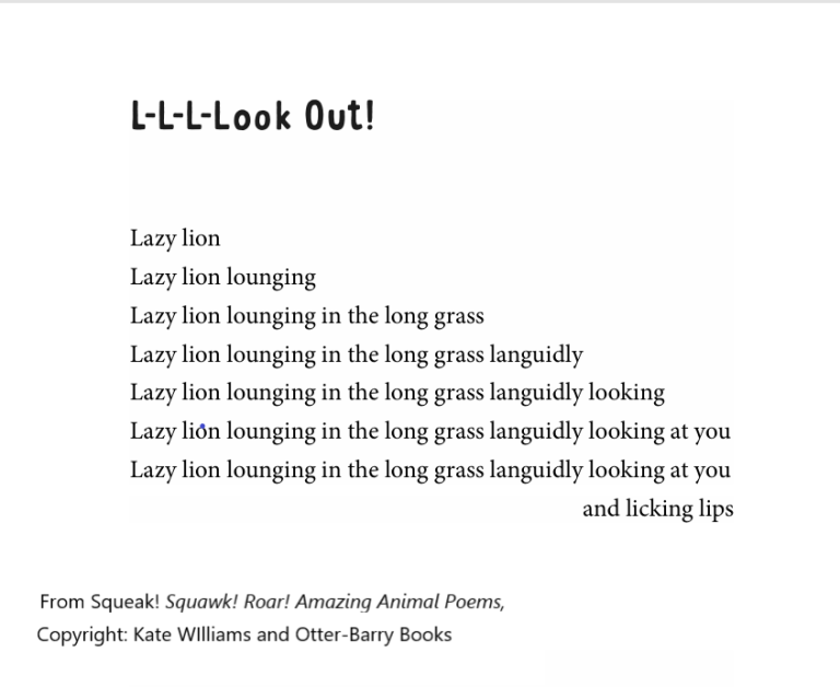 Teach Poetry – alliteration – Kate Williams